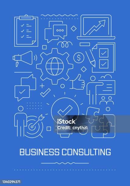 비즈니스 컨설팅 관련 현대 라인 디자인 브로셔 포스터 전단지 프리젠 테이션 템플릿 벡터 일러스트레이션 0명에 대한 스톡 벡터 아트 및 기타 이미지 Istock