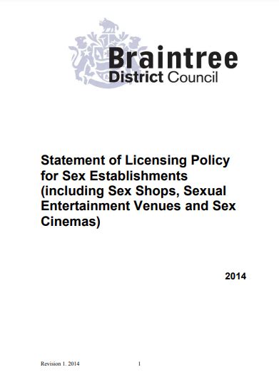Sex Establishments Licensing Policy 2014 Braintree District Council