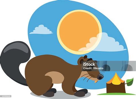 Biber Im Comicstil Stock Vektor Art Und Mehr Bilder Von Abstrakt Abstrakt Anhöhe Ast