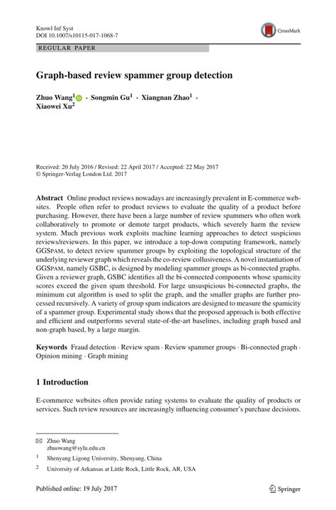 Pdf Graph Based Review Spammer Group Detection