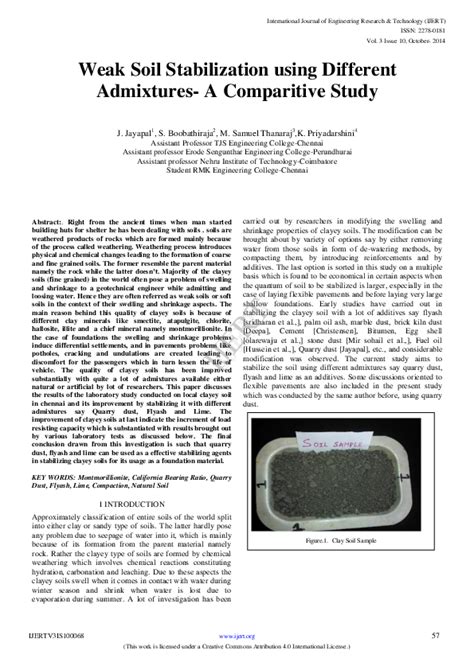 Pdf Weak Soil Stabilization Using Different Admixtures A Comparitive