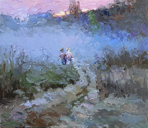 Картина «На рыбалку масло на холсте Художник Зайцев Алексей Картины Художники Живопись