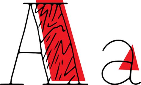 대문자 A와 소문자 손으로 검은색으로 그려진 음영 처리된 대문자와 다양한 직사각형 및 삼각형 모양의 빨간색 채우기 0명에 대한 스톡 벡터 아트 및 기타 이미지 Istock