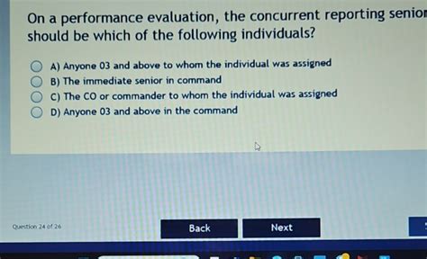 On A Performance Evaluation The Concurrent Reporting Senior Should Be Which Of The Following