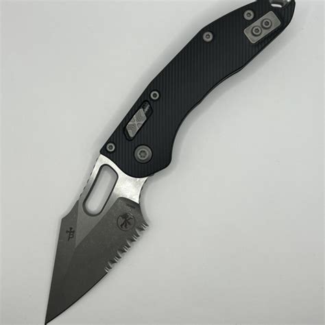 Bladebinge Microtech Ram Lok Stitch Fluted Aluminum Apocalyptic Partial Serrated