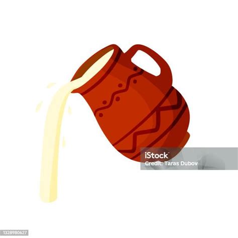 점토 냄비 토기 용기는 우유를 붓습니다 손잡이가 있는 그릇 세라믹 식기 빈티지 소박한 조리기구 시골 음료 0명에 대한 스톡 벡터 아트 및 기타 이미지 Istock