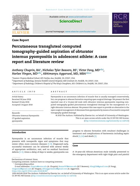 Pdf Percutaneous Transgluteal Computed Tomography Guided Aspiration Of Obturator Internus