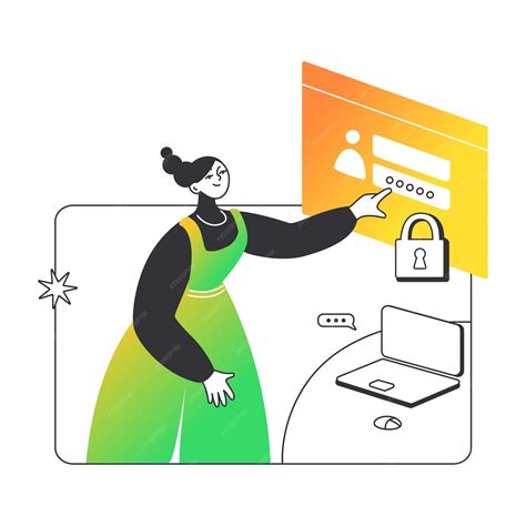 Premium Vector Woman Enters Password At Work