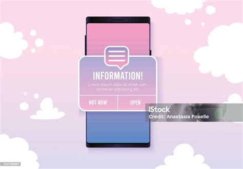 알림 정보 메시지입니다 웹 디자인을위한 스마트 폰 경고 또는 메시지 인터페이스 경고 Ui 상자가 있는 모바일 템플릿입니다 벡터