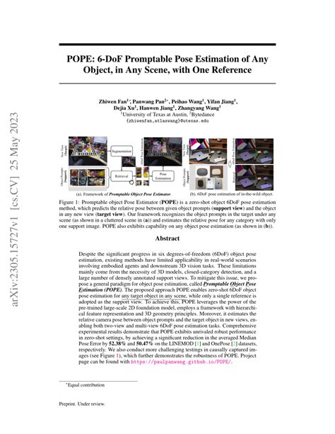 Pdf Pope 6 Dof Promptable Pose Estimation Of Any Object In Any Scene With One Reference