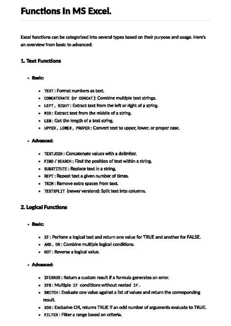 Ms Excel All Functions List Functions In Ms Excel Excel Functions Can Be Categorized Into