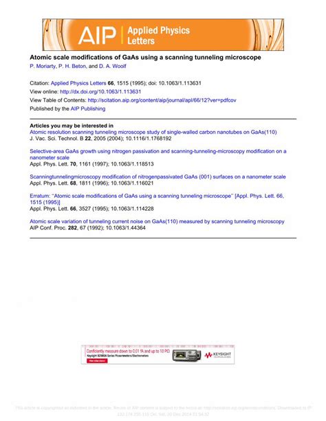 Pdf Atomic Scale Modifications Of Gaas Using A Scanning Tunneling Microscope Dokumen Tips