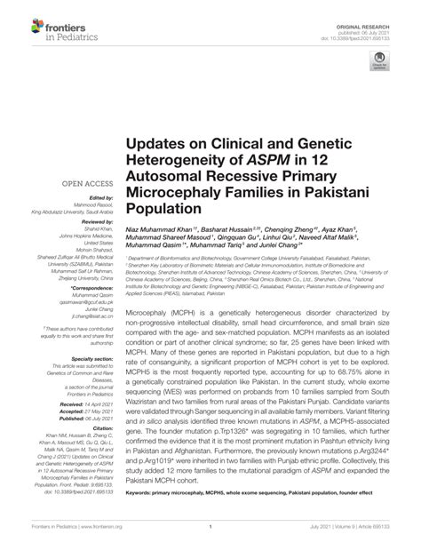 Pdf Updates On Clinical And Genetic Heterogeneity Of Aspm In 12 Autosomal Recessive Primary