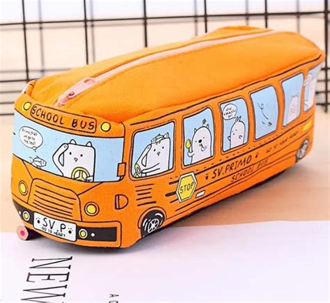 Тканинний дитячий пенал Шкільний автобус органайзер з блискавкою для