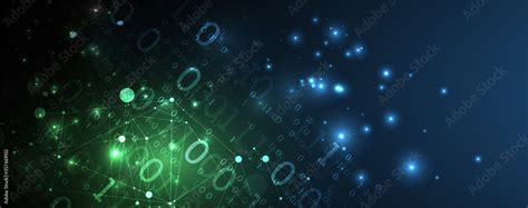 Technology Background With Plexus Effect Big Data Concept Binary Computer Code Vector