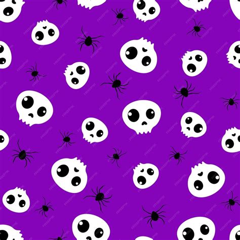 Premium Photo Skull And Spider Pattern Seamless Halloween Pattern