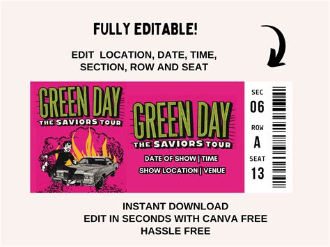 Green Day 2024 Tour The Saviors Tour Ticket Green Day Etsy Australia