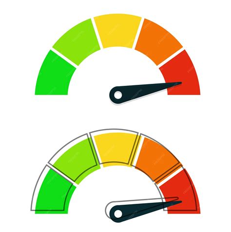 Colorful Semicircle Gauge Chart Set With Needle Indicators Premium Psd