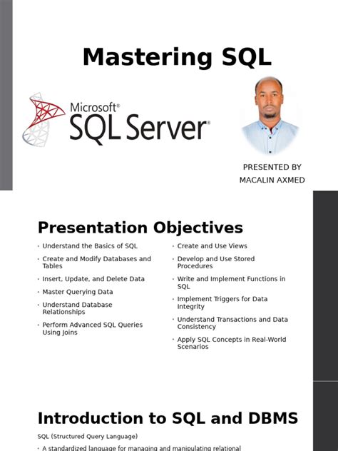 Presentation Mastering Sql Pdf Databases Sql