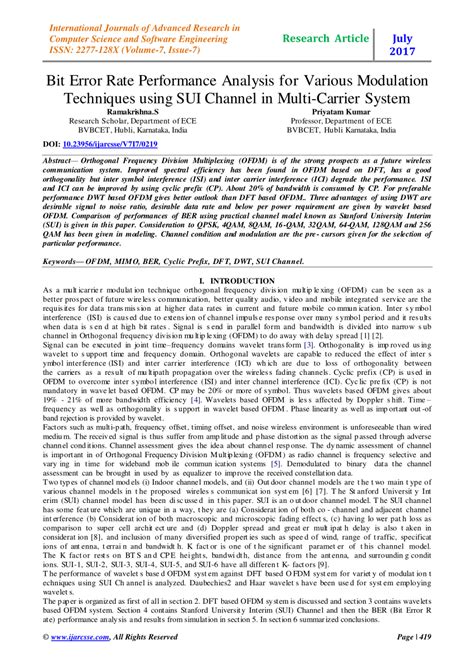 Pdf Bit Error Rate Performance Analysis For Various Modulation