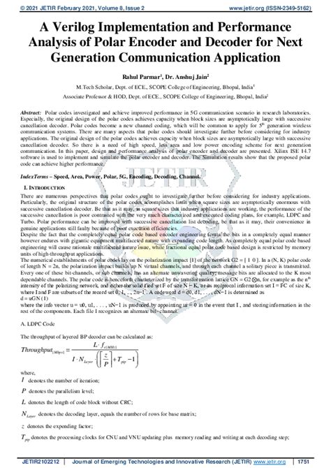 Pdf A Verilog Implementation And Performance Analysis Of Polar
