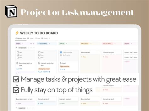 Notion Template Weekly To Do Board To Do List Kanban Board