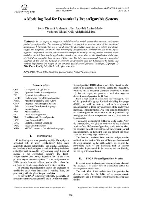 Pdf A Modeling Tool For Dynamically Reconfigurable Systems