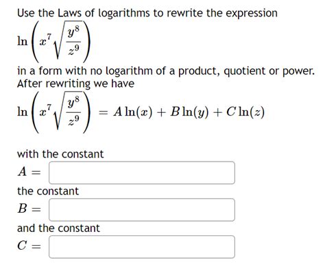 Solved Use The Laws Of Logarithms To Rewrite The Expression Chegg Com