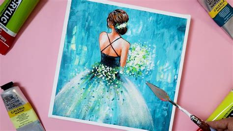 Acrylic Painting Ballerina With Flowers Youtube