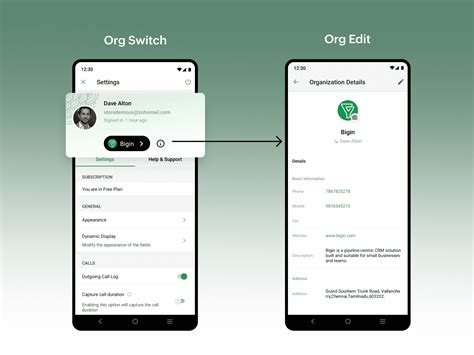 Org Edit And Details View Bigin Android