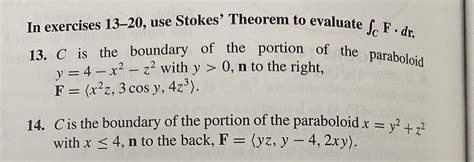 solved in exercises 13 20 use stokes theorem to evaluate