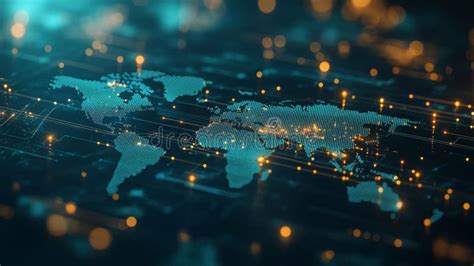 Global Network World Map Connection Technology Background Digital