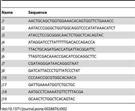 Sequence Of The Oligonucleotides Used In This Study Download Table