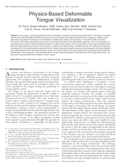 Pdf Physics Based Visualization Of Tongue Deformation