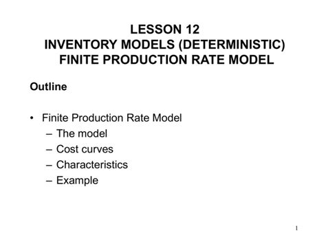 Finite Production Rate Model Epq Inventory Management