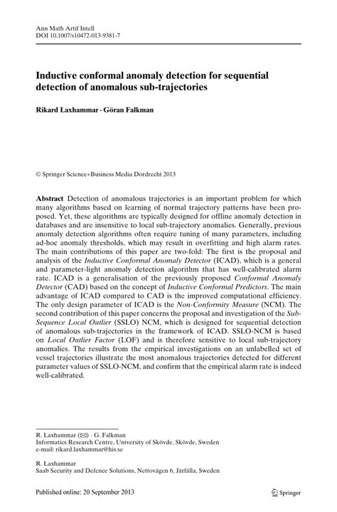 Pdf Inductive Conformal Anomaly Detection For Sequential Detection Of
