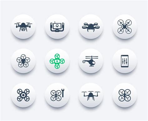 Drones Quadrocopters Uav Icons Set 14337120 Vector Art At Vecteezy