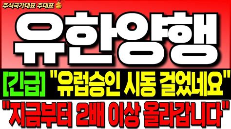 유한양행 주가 전망 간급 유럽승인 시동 걸었네요 지금부터 2배 이상 올라가는 이유 확인하세요 유한양행 유한