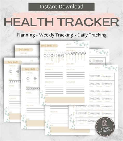Printable Health Tracking Bundle Healthy Living Tracker Artofit