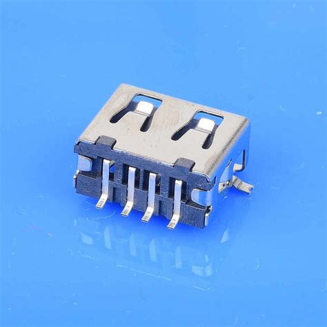 USB 2 0 Socket Stainless Steel SMT USB Connector 10mm Black White Blue Housing