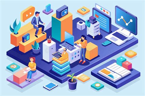 A Vibrant Workspace Featuring Professionals Engaged In Various Tasks Including Computing And