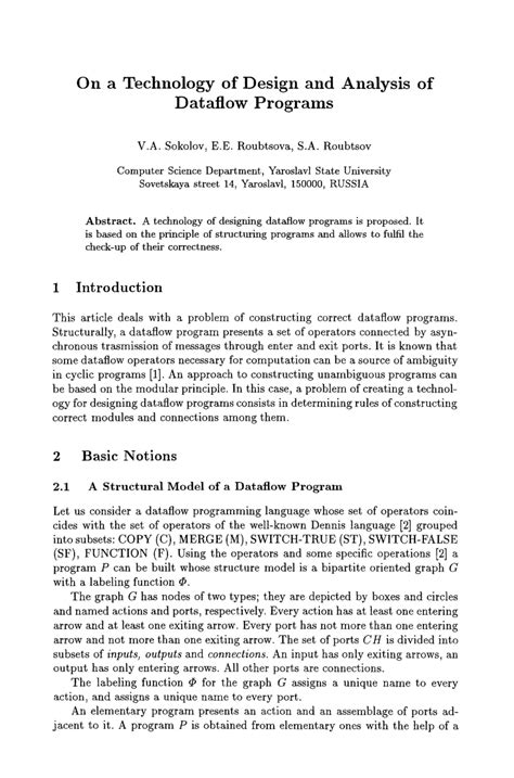 Pdf On A Technology Of Design And Analysis Of Dataflow Programs