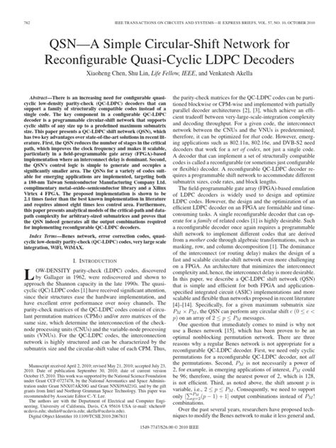 A Simple Circular Shift Network Pdf Low Density Parity Check Code