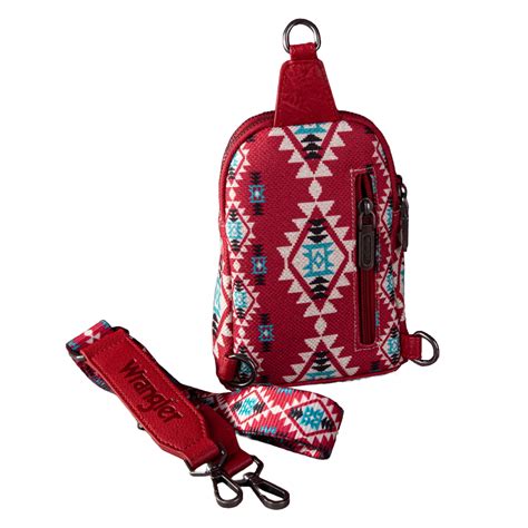 Wrangler Ladies Aztec Burgundy Sling Crossbody Bag Wg2205 210bdy