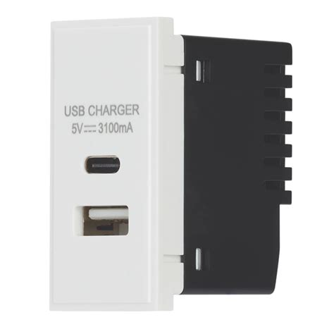 Contactum Media Modular A W Outlet Type A C USB Socket White Screwfix