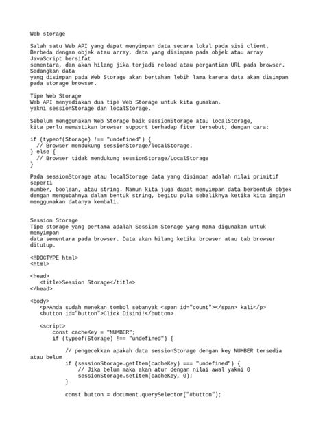 Kelas Dicoding Web Storage Pdf