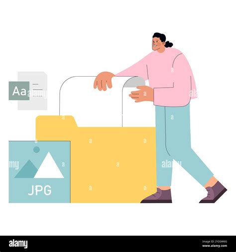 File Management Concept A Businessman Organizes Digital Documents Into