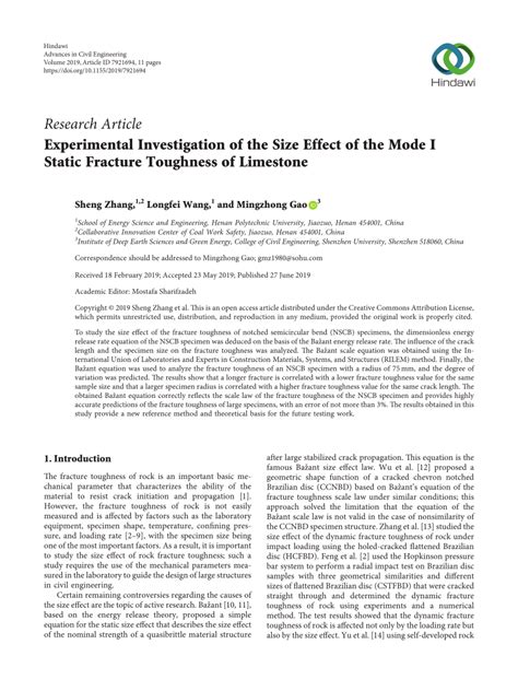 Pdf Experimental Investigation Of The Size Effect Of The Mode I