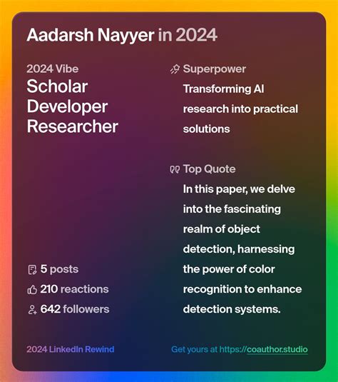 Machinelearning Ai Linkedinrewind 2024wrapped Coauthor Aadarsh