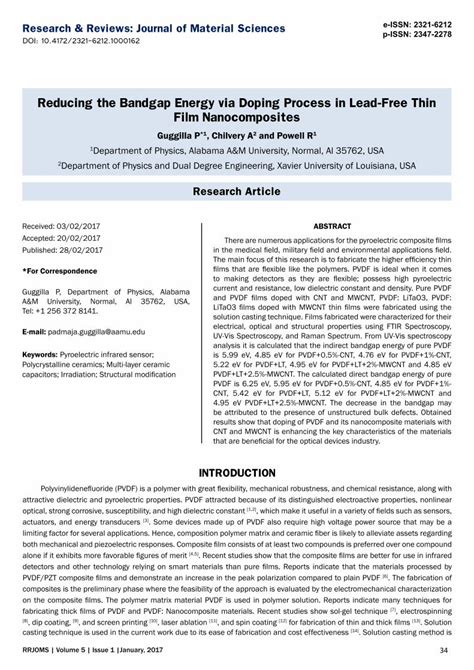 Pdf Reducing The Bandgap Energy Via Doping Process In … Pvdf Attracted Because Of Its